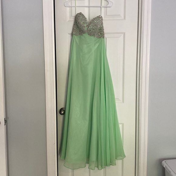 Night Moves Prom Collection | Dresses | Seafoam Green Strapless Prom ...